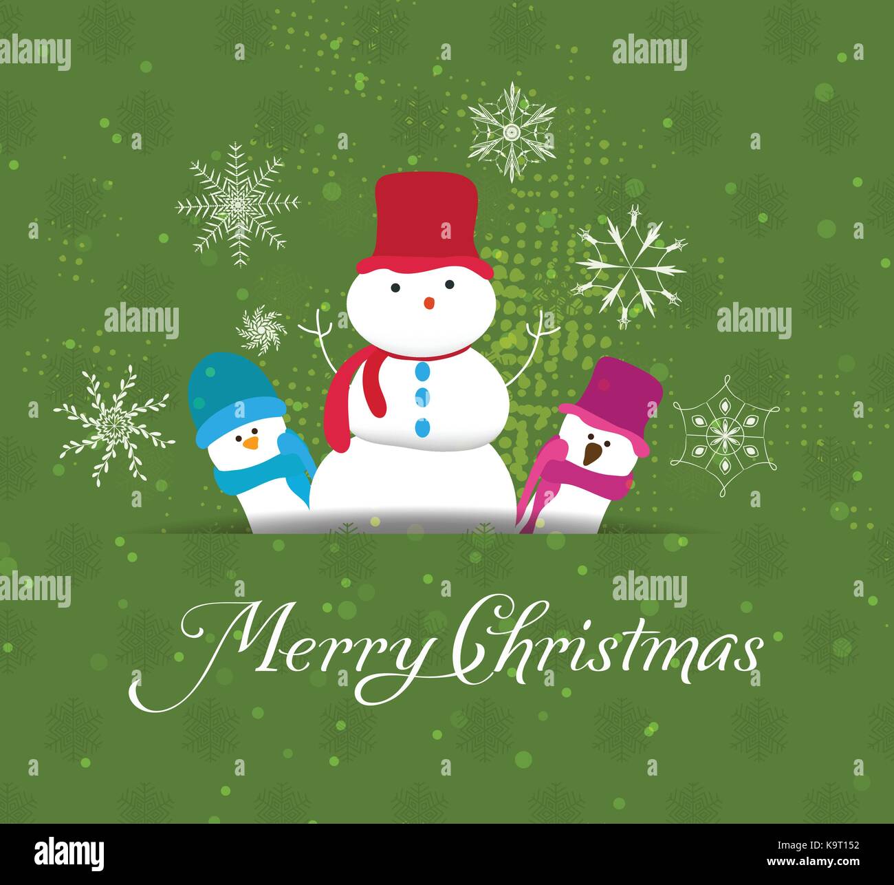 Christmas Card with snowman family Stock Vector Image & Art - Alamy