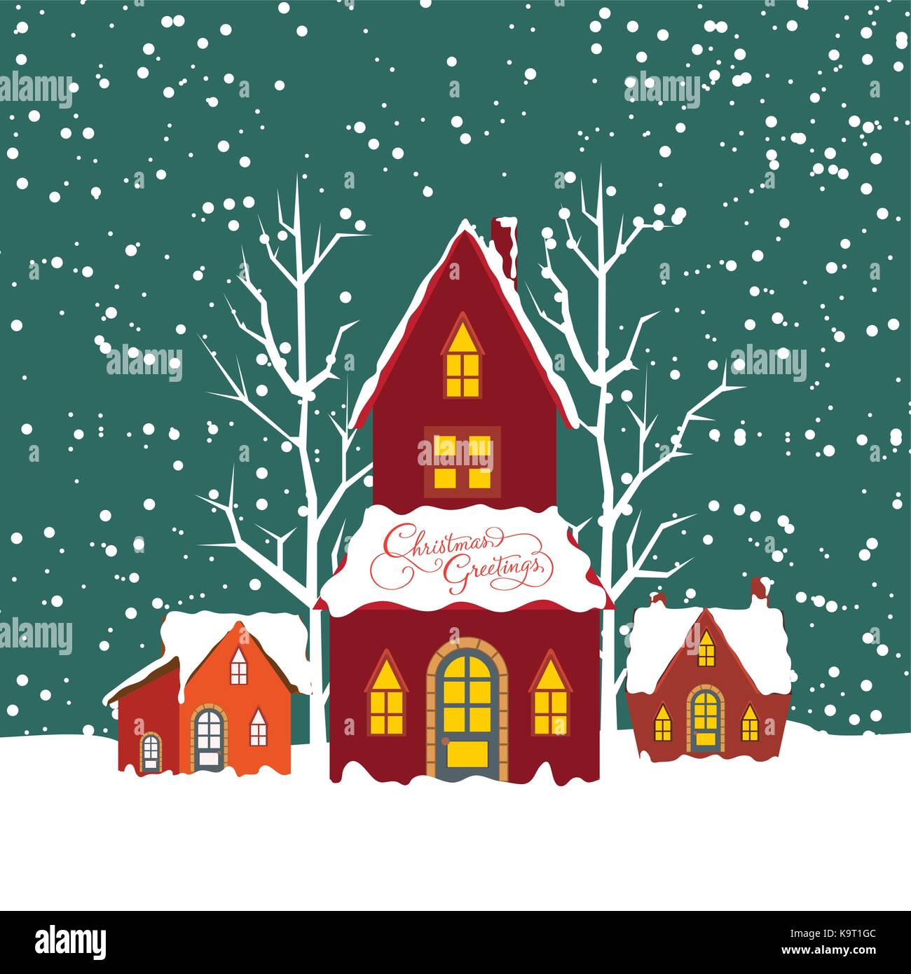Merry christmas background with christmas house Stock Vector Image ...