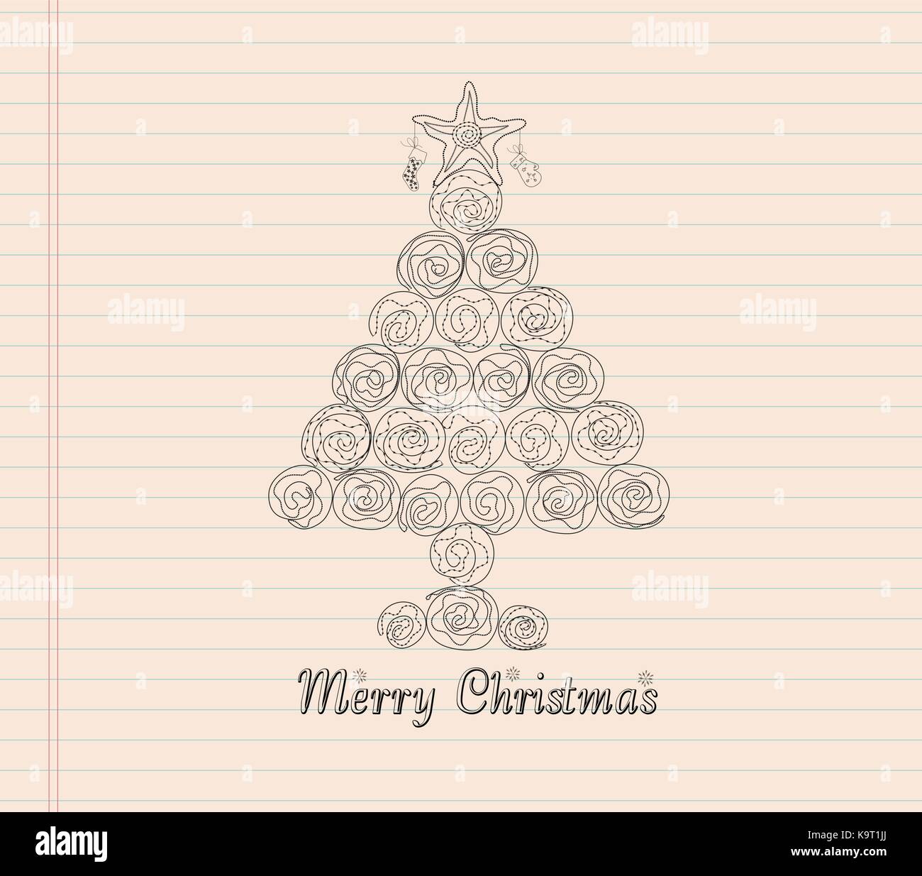 Outline detailed christmas tree Stock Vector Images - Alamy