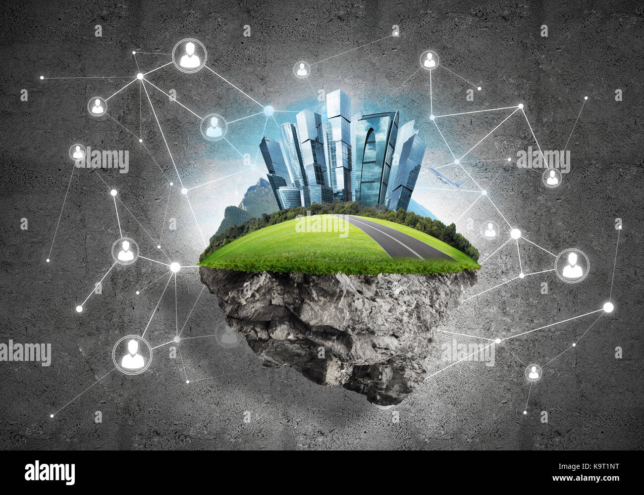 Concept of modern networking technologies and eco green construction ...