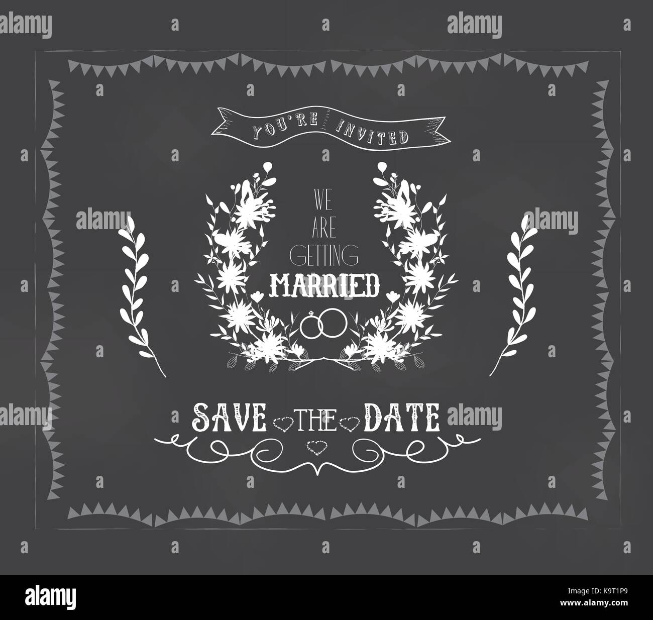 chalkboard wedding, florals vintage set Stock Vector Image & Art - Alamy