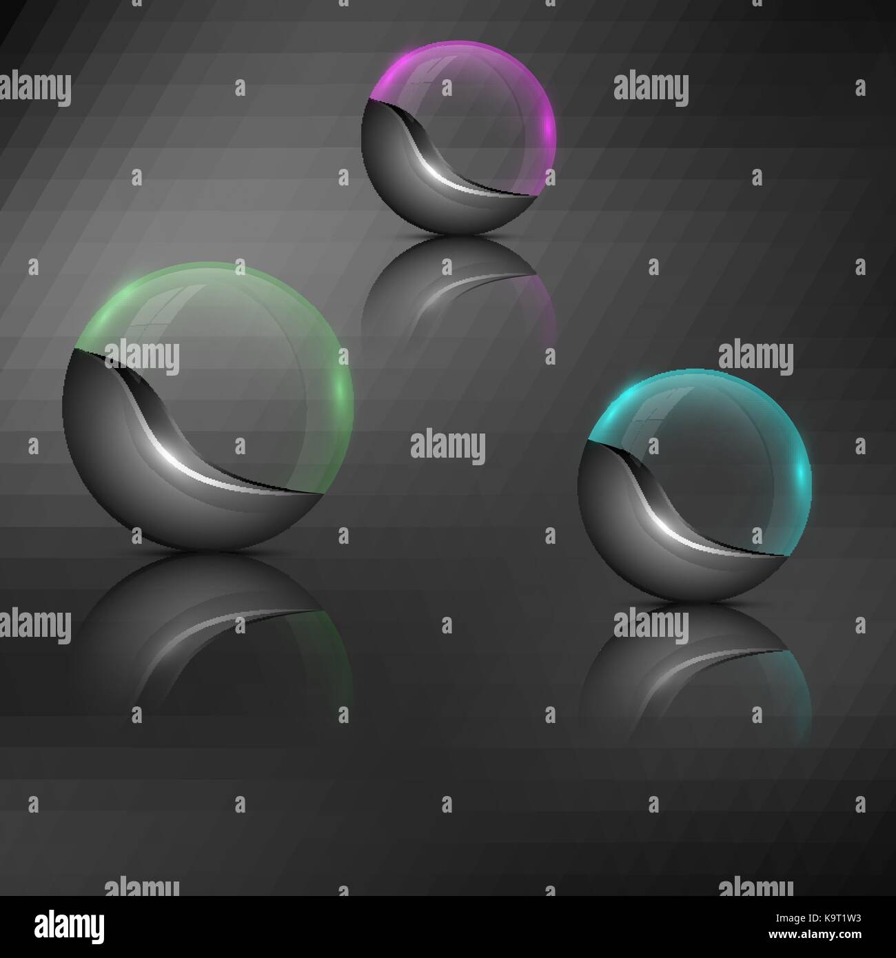 Vector illustration of different colored illuminated circle emblems ...