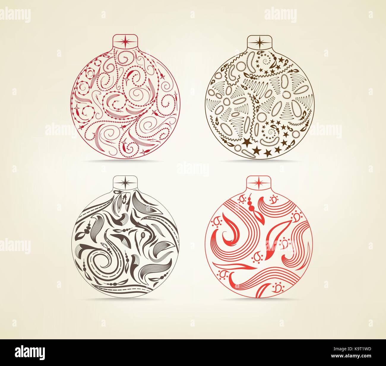 set of christmas balls floral for design Stock Vector Image & Art - Alamy