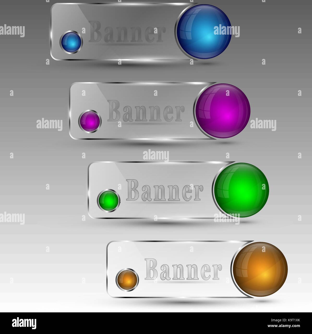 Vector illustration of clear banners with blue purple green and orange ...