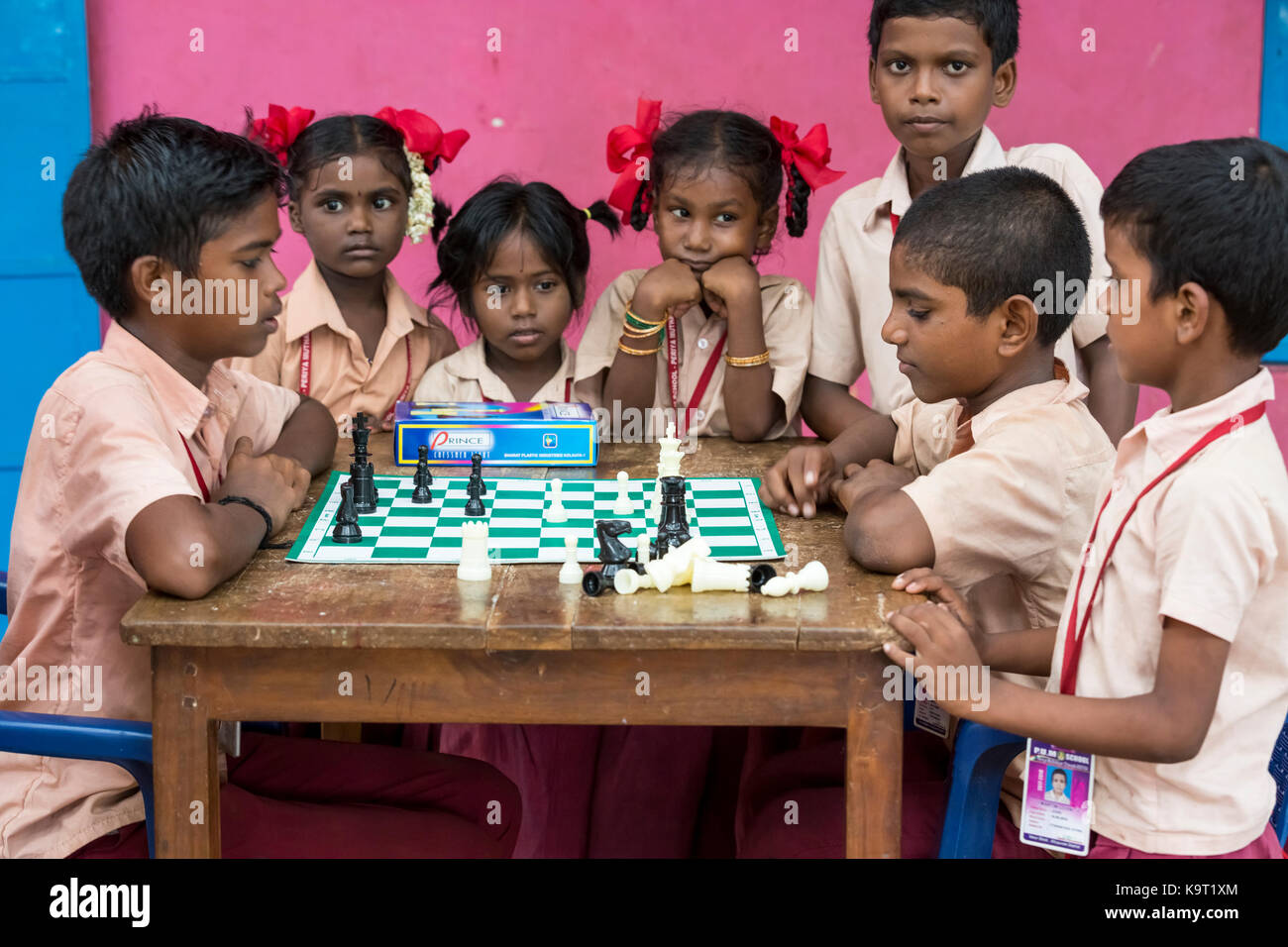 PONDICHERY, PUDUCHERY, INDIA - SEPTEMBER 04, 2017. Indian children ...