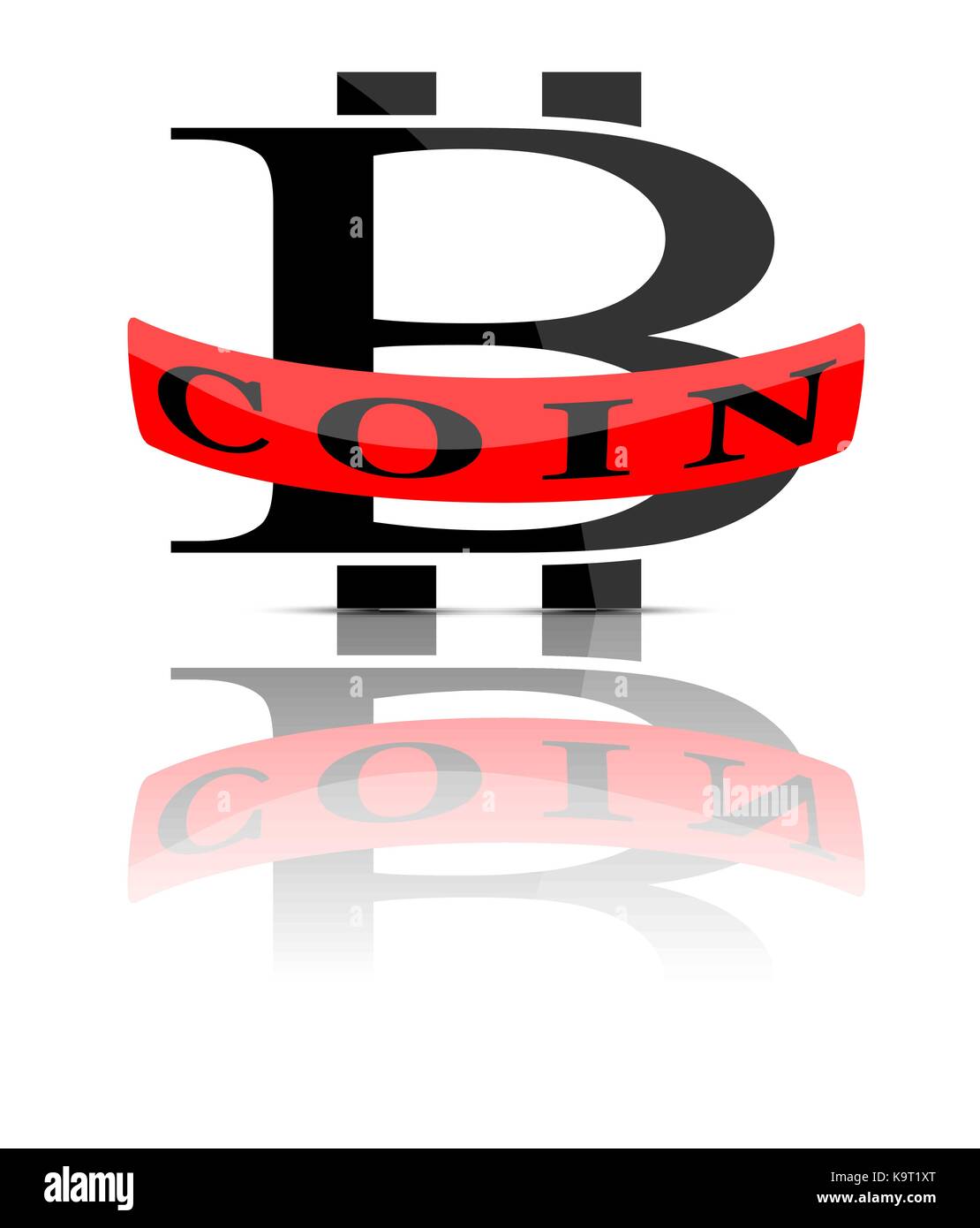 Vector illustration of bitcoin logo with red ribbon isolated on white ...