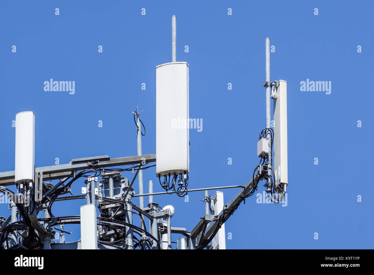 Antenna tower,antenna tower building with the blue sky.Close-up of the ...