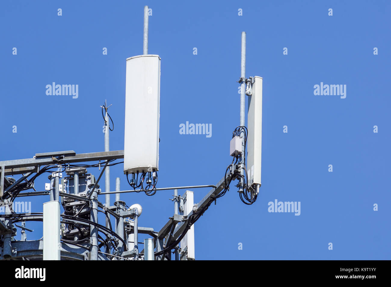 Antenna tower,antenna tower building with the blue sky.Close-up of the ...