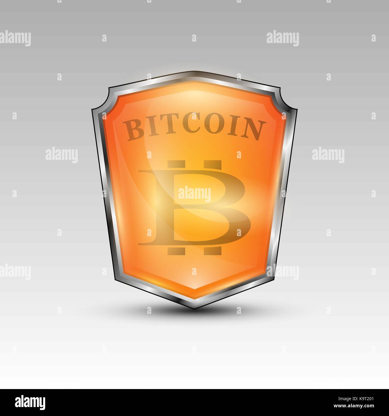Vector illustration of bitcoin logo in gear placed in red shield Stock ...