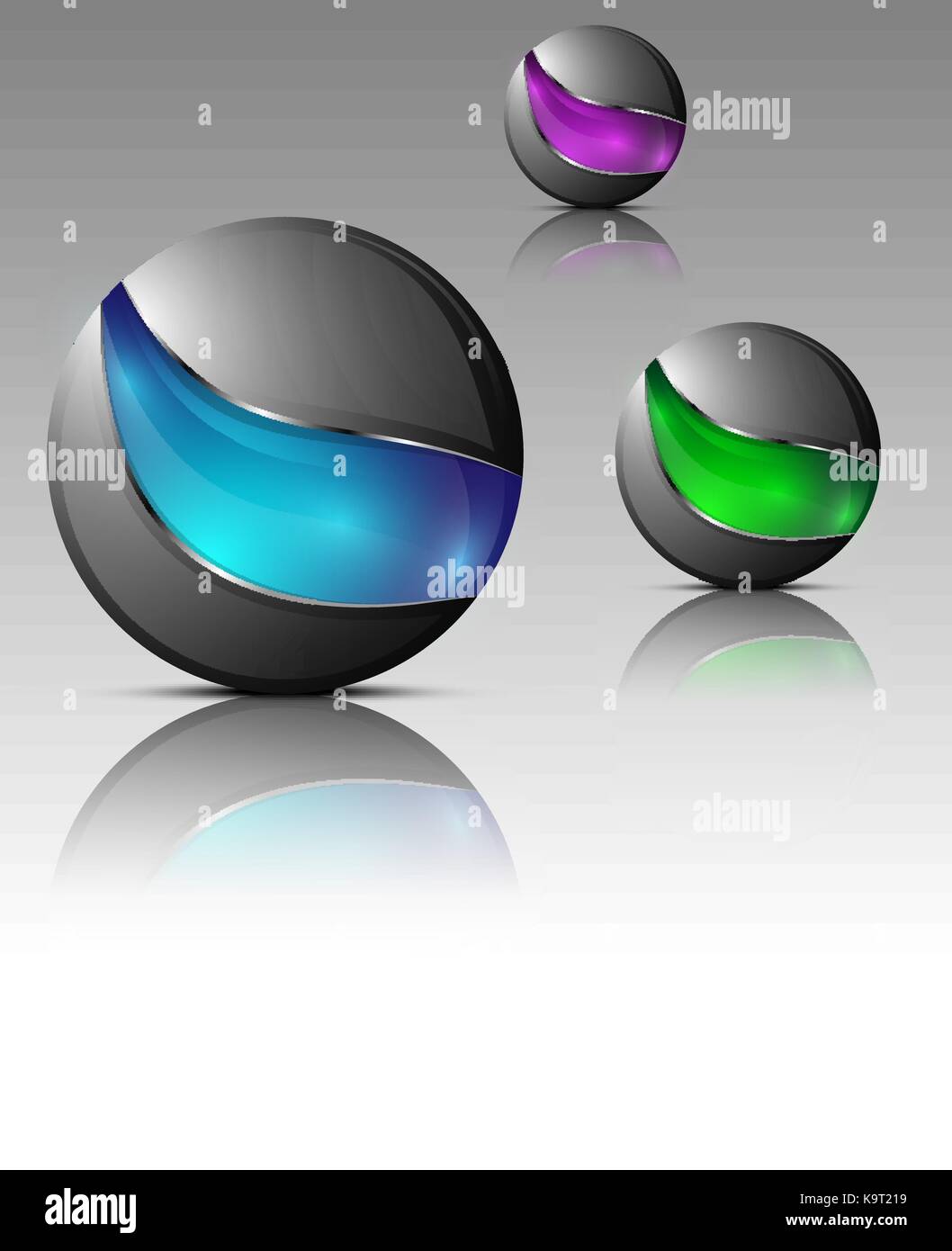 Vector illustration of different colored sphere shaped emblems Stock ...