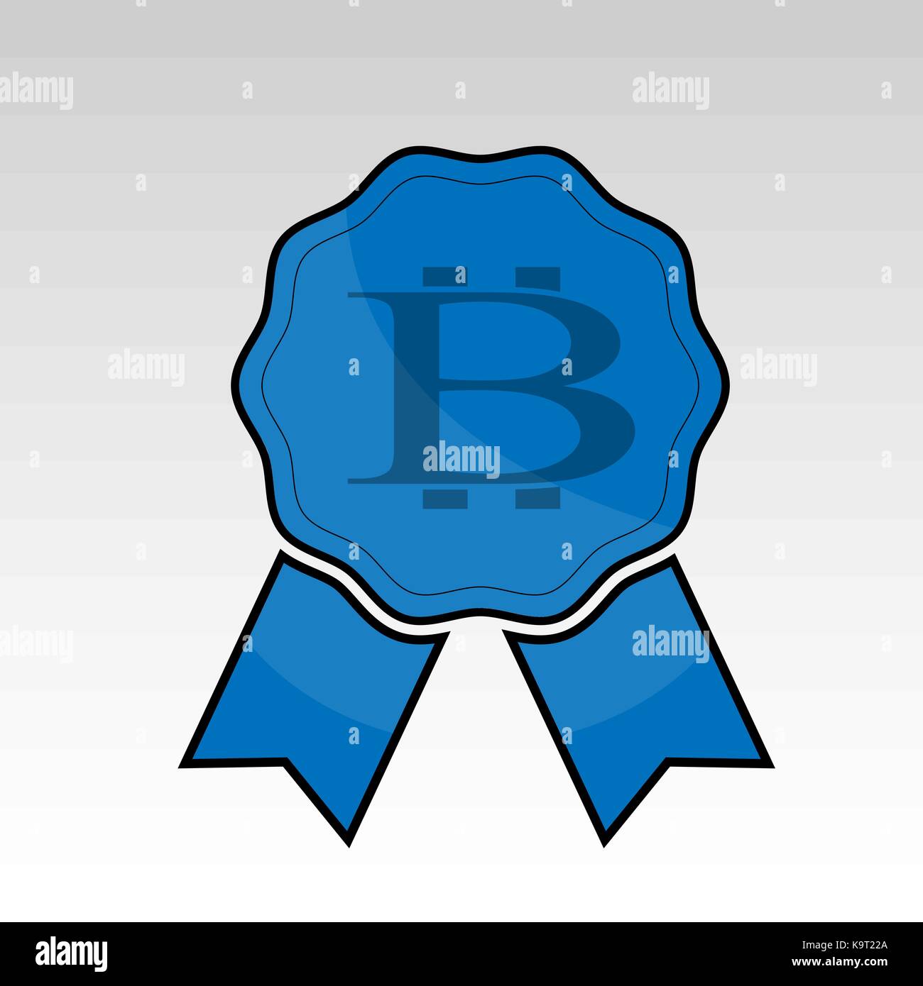 Vector illustration of blue colored bitcoin cryprocurrency ribbon ...