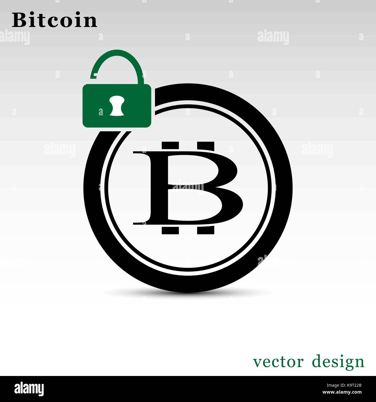 Vector illustration of circle with bitcoin logo and unlocked lock Stock ...