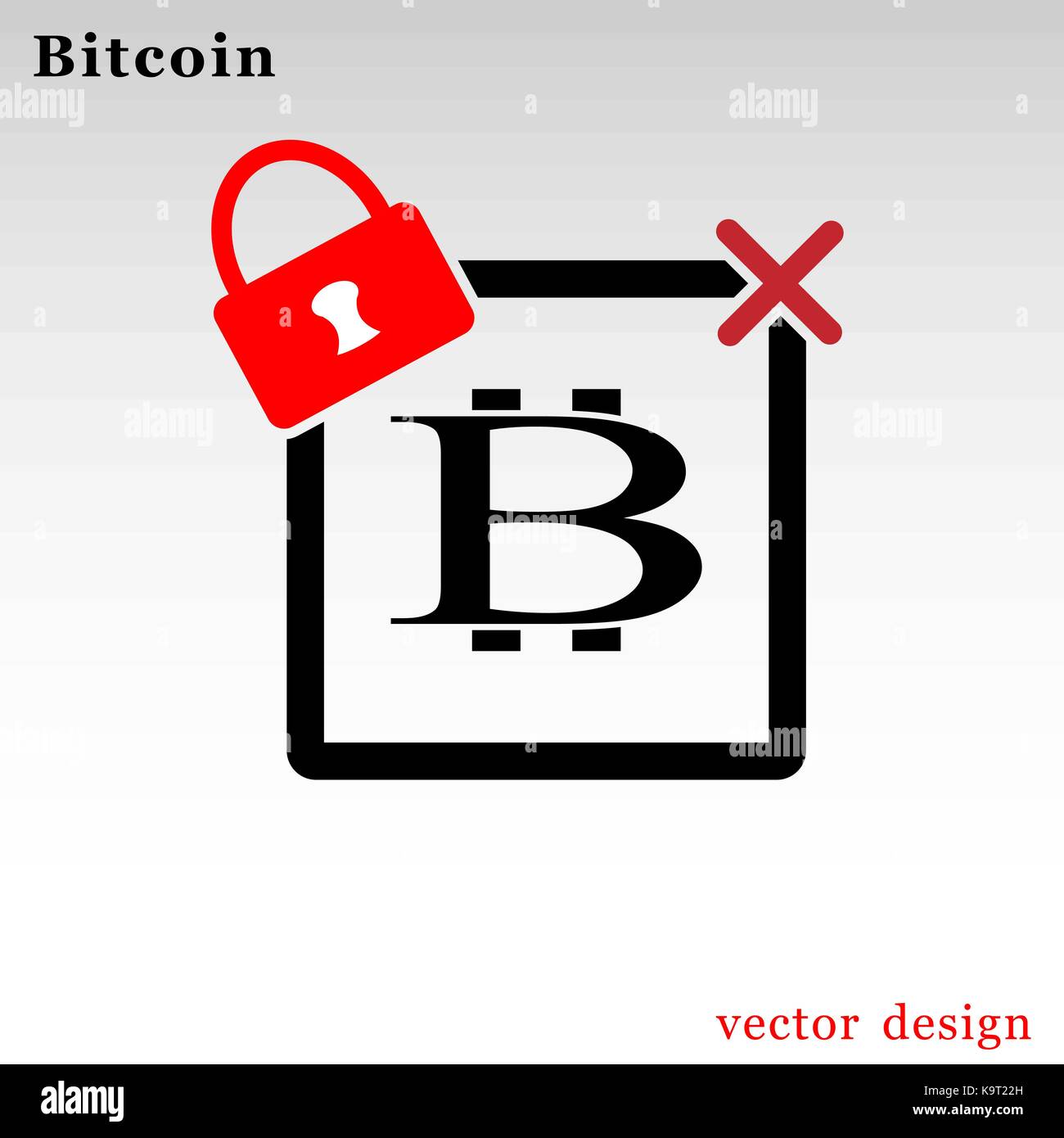 Locked bitcoin in square shaped logo. Vector illustration Stock Vector ...