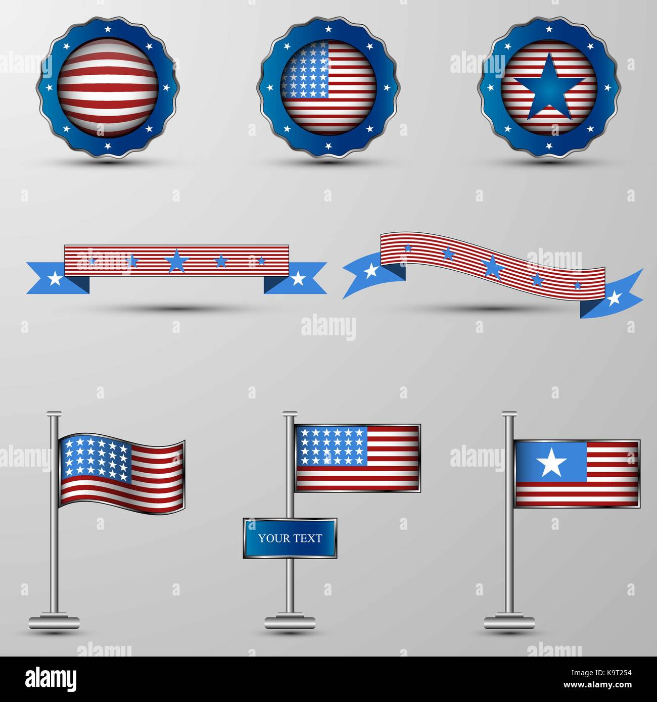 The vector set of design elements with usa symbolics.Ribbons,flags ...