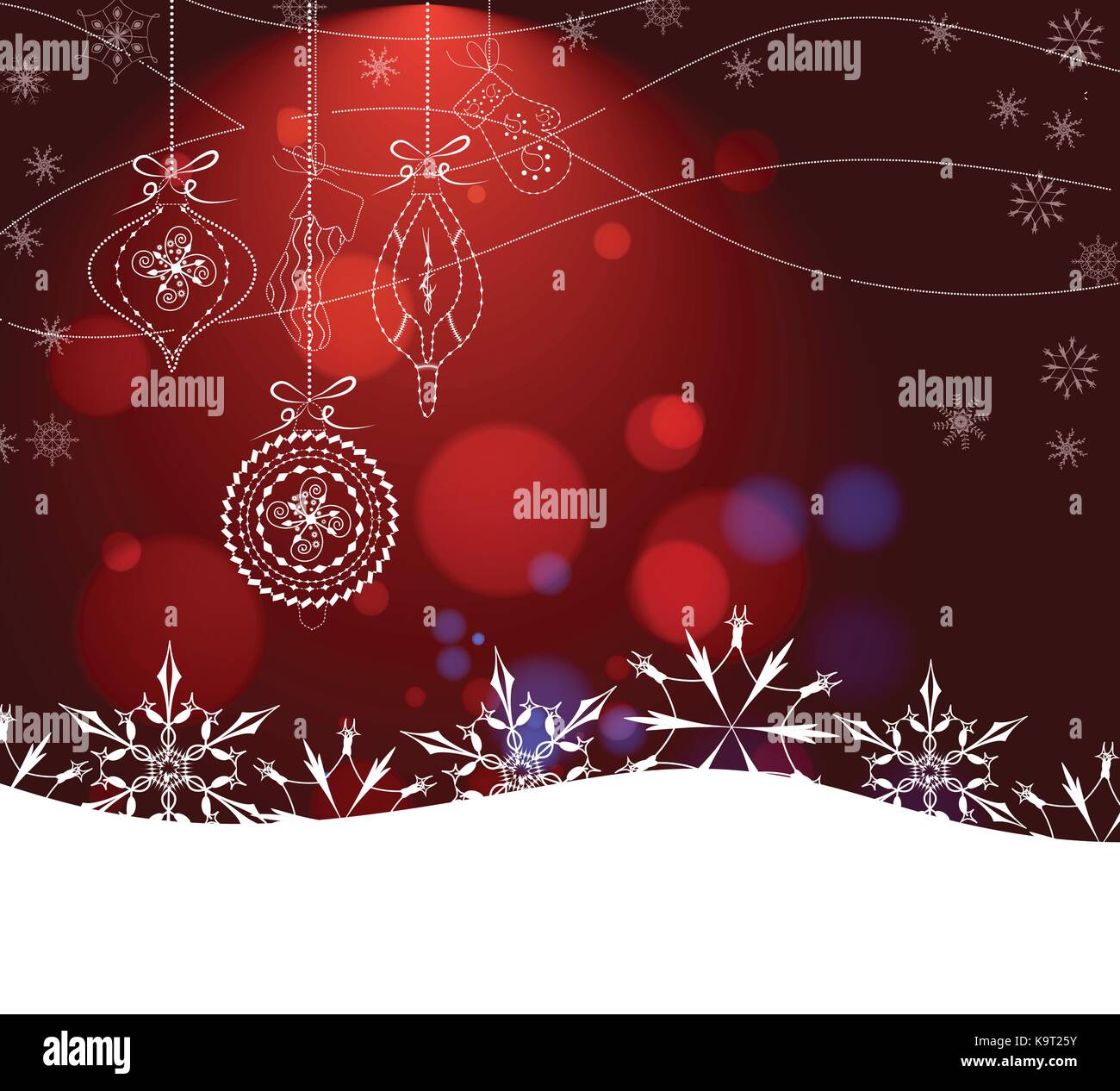 Red Glamorous Christmas Background With Christmas Ornaments Stock ...
