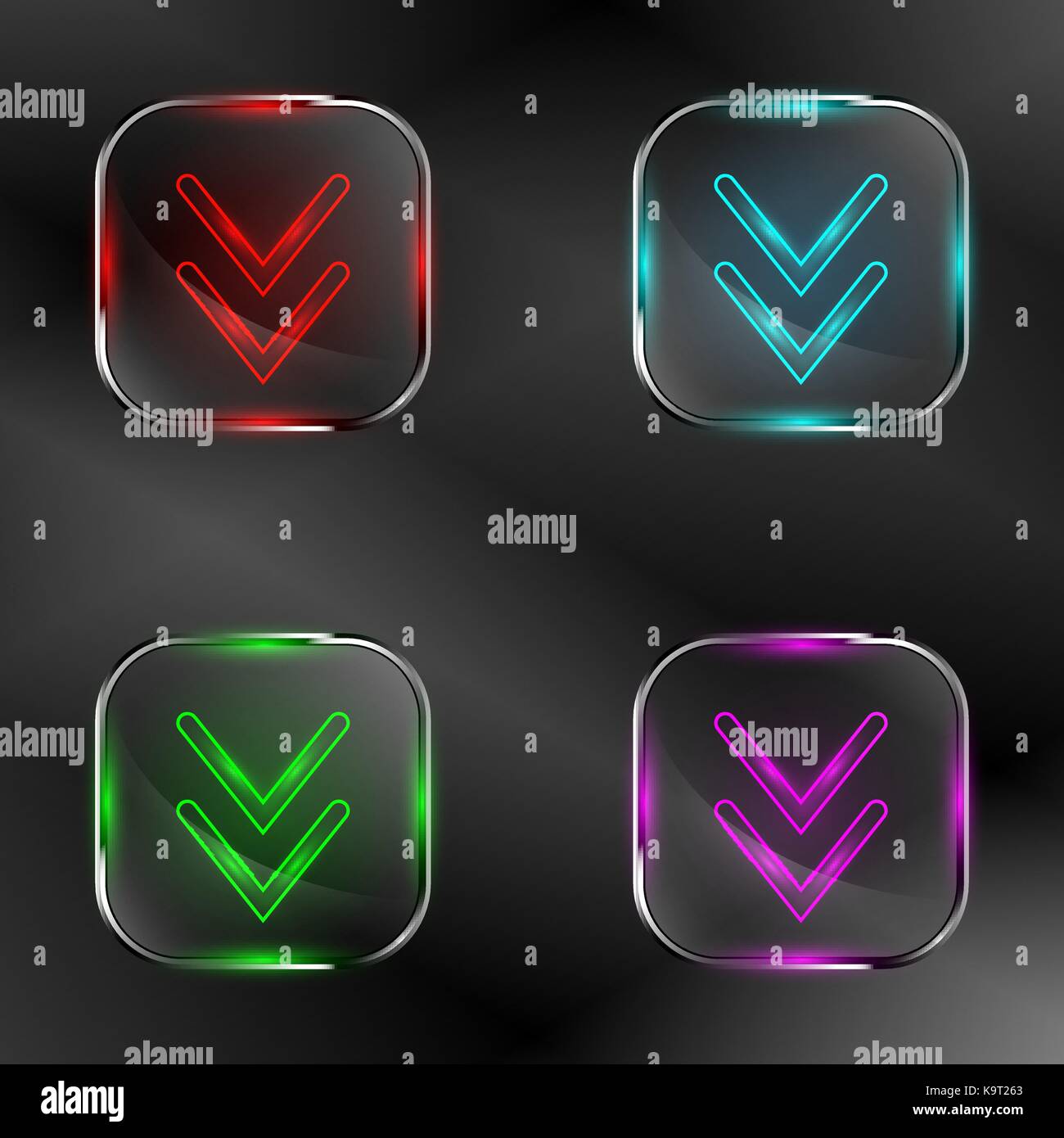 The vector set of transparent buttons with neon light Stock Vector ...