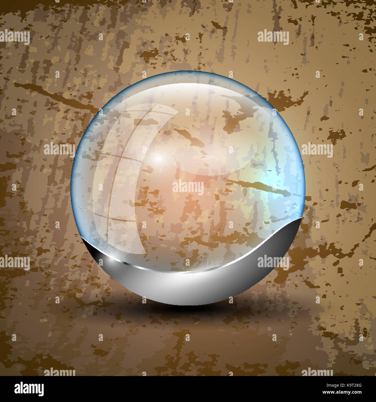 Transparent orb with gray bottom and blue illumination. Vector ...