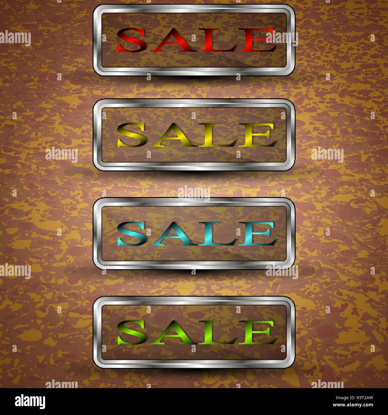 Set of vector illustrations of the different colored sale buttons Stock ...