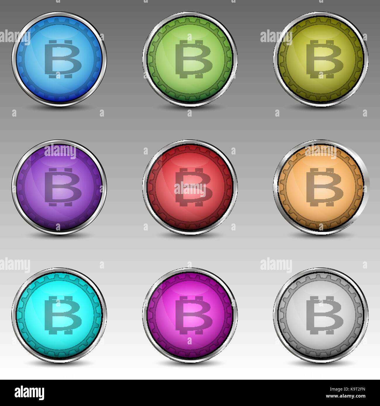 Vector illustration of different colored bitcoin symbols Stock Vector ...