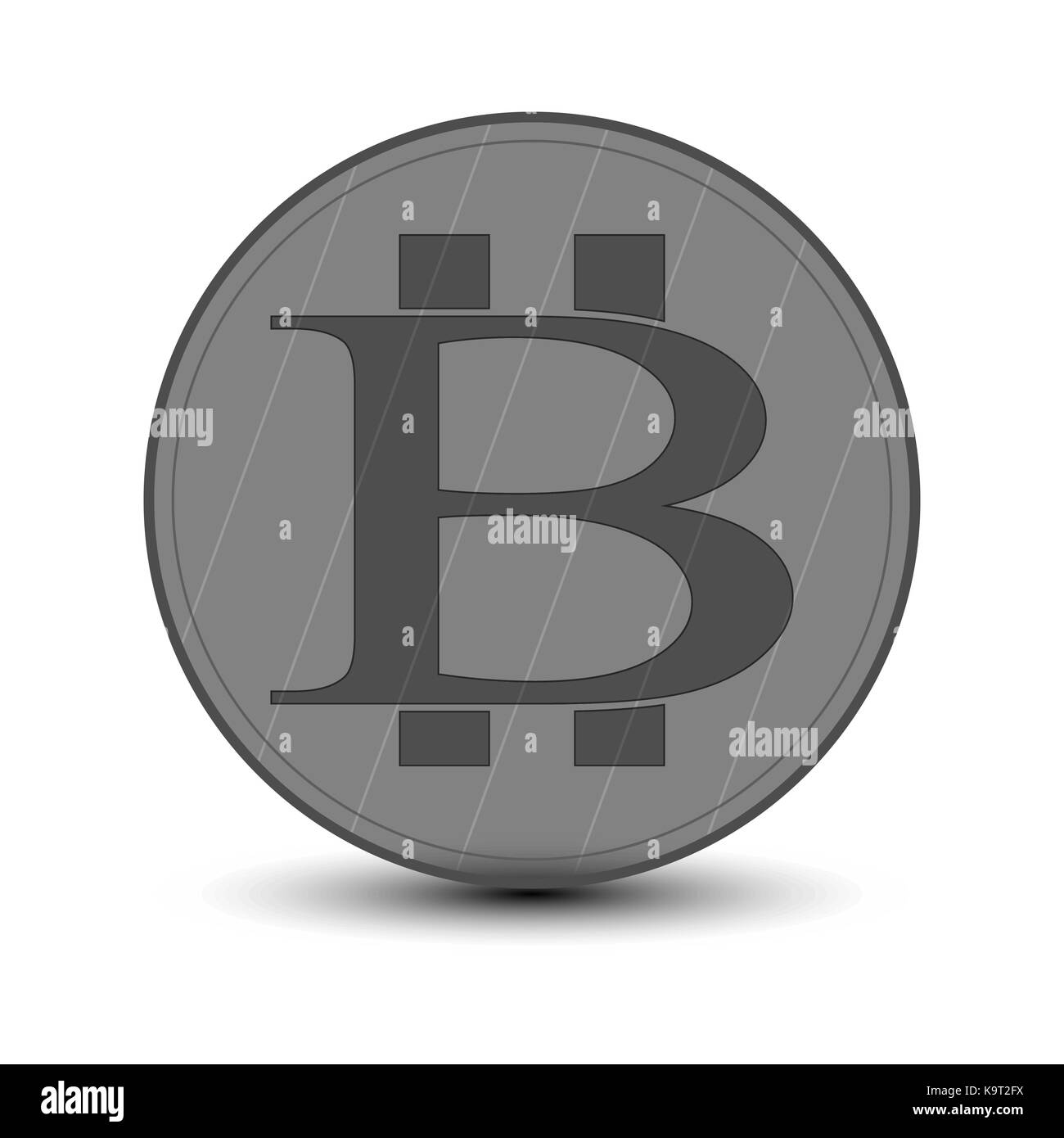 Vector illustration of gray circle-shaped bitcoin logo isolated on ...