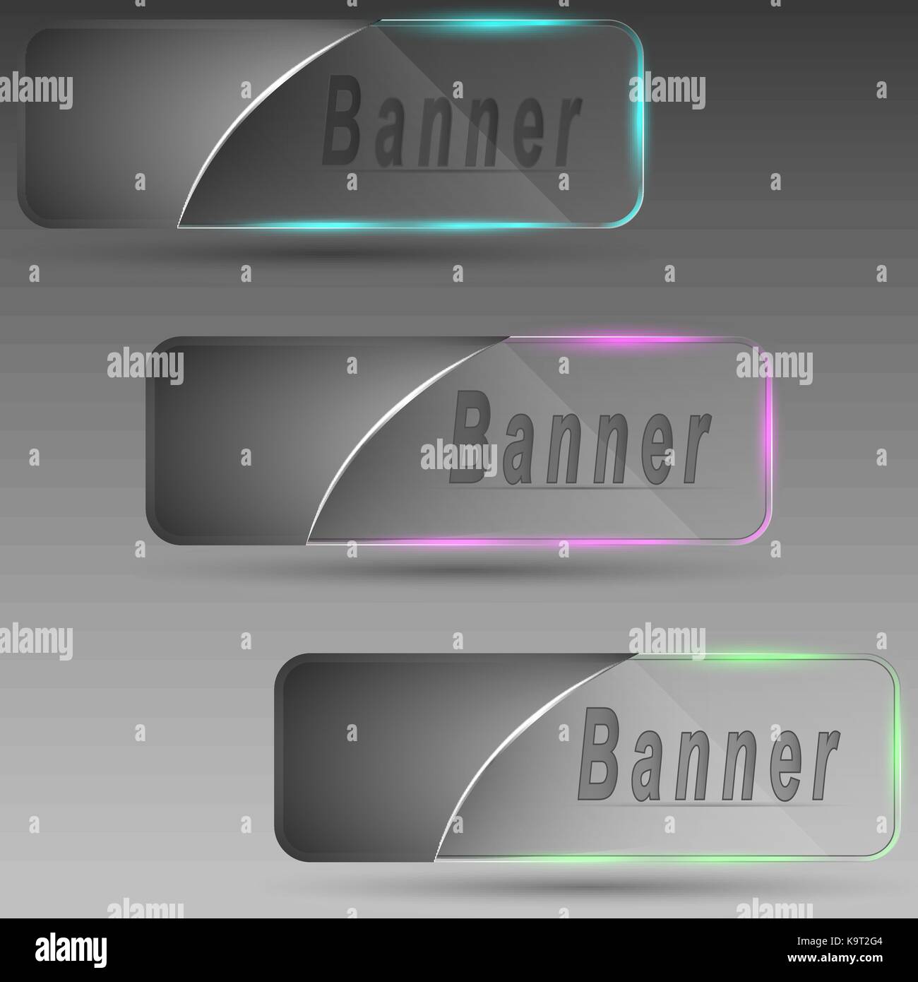 Vector illustration of gray colored banner boxes with different colored ...