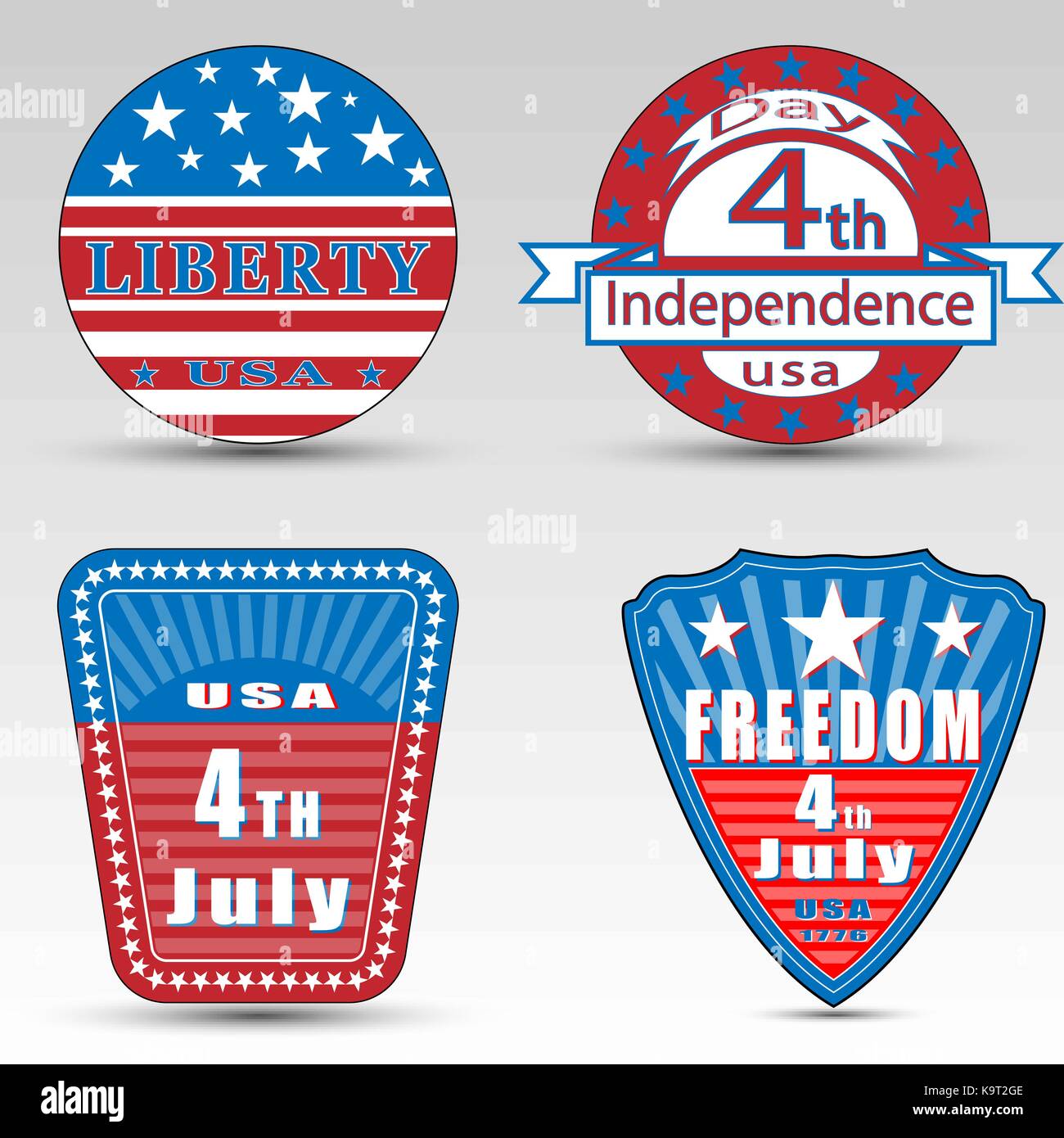 Set of different striped emblems of USA independence day in 4th July ...