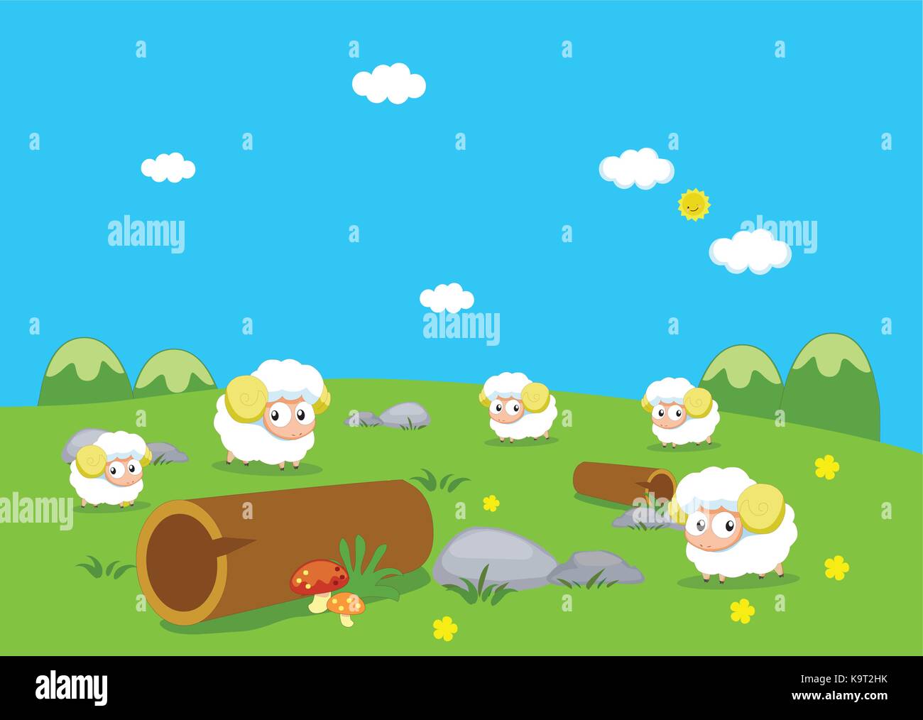 Farm animals with sheeps and logs Stock Vector Image & Art - Alamy