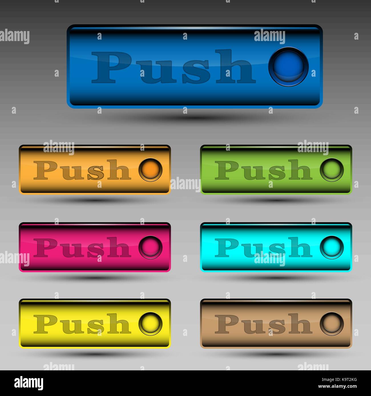 Vector illustration of different colored push buttons template Stock ...