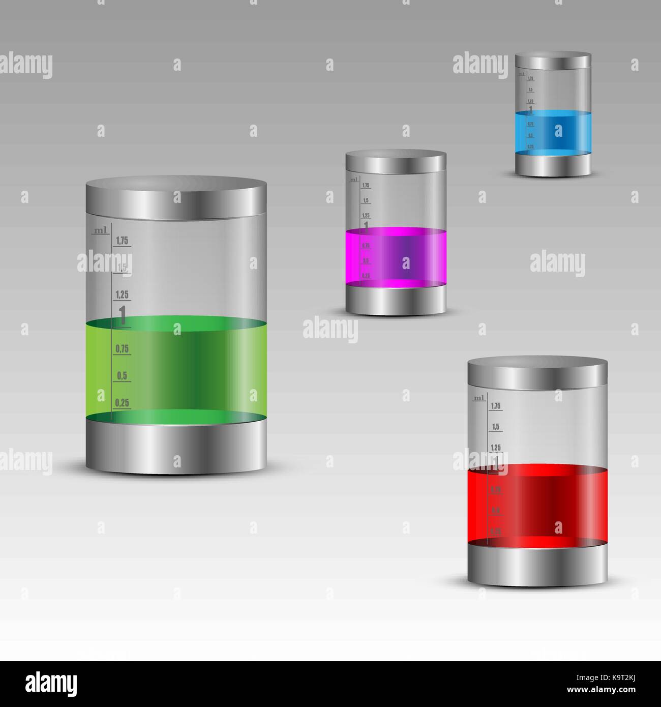 Different sized clear tubes with colorful liquids. Vector illustration ...