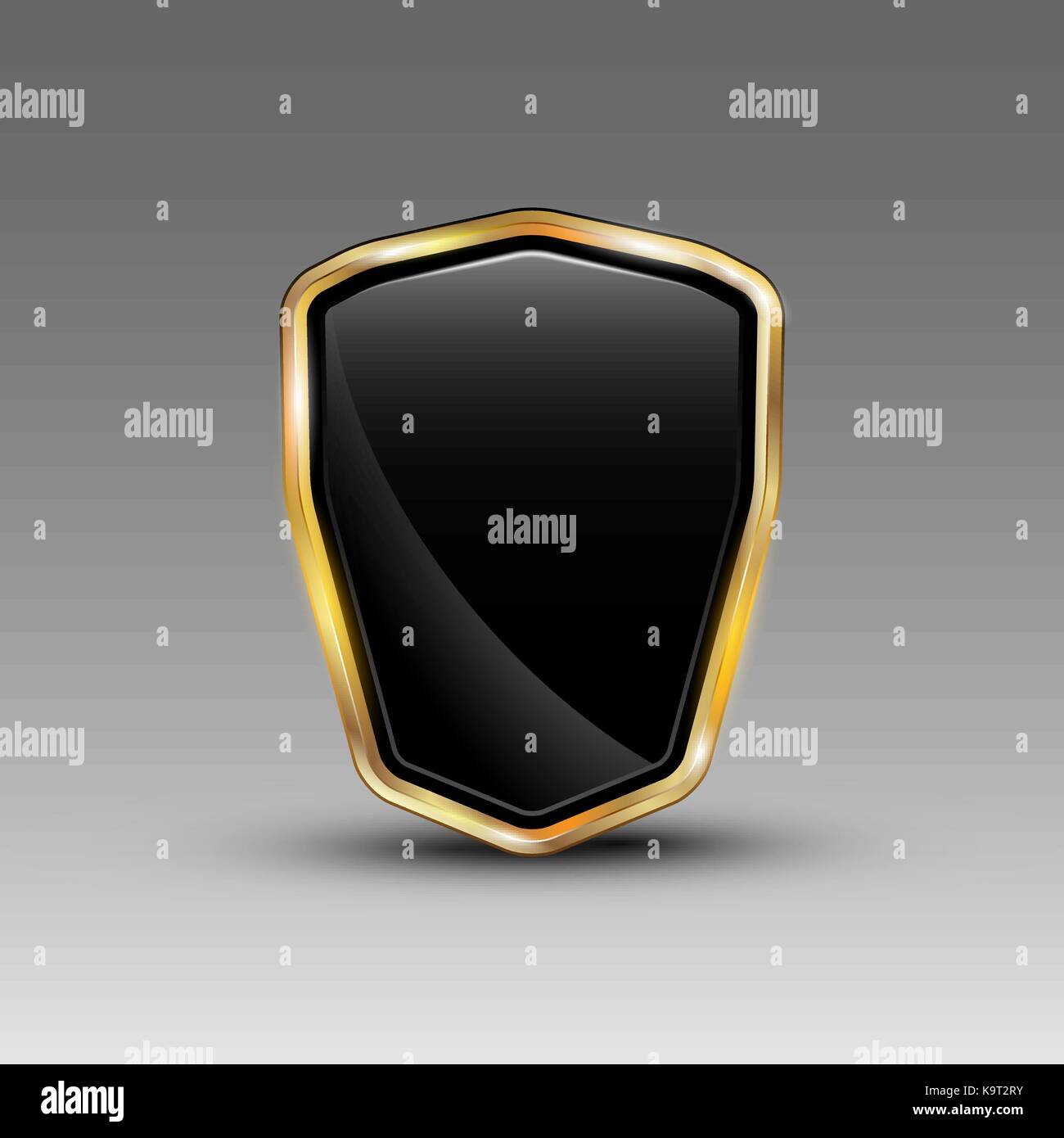 Black graphic empty sign with golden frame on gray background Stock ...