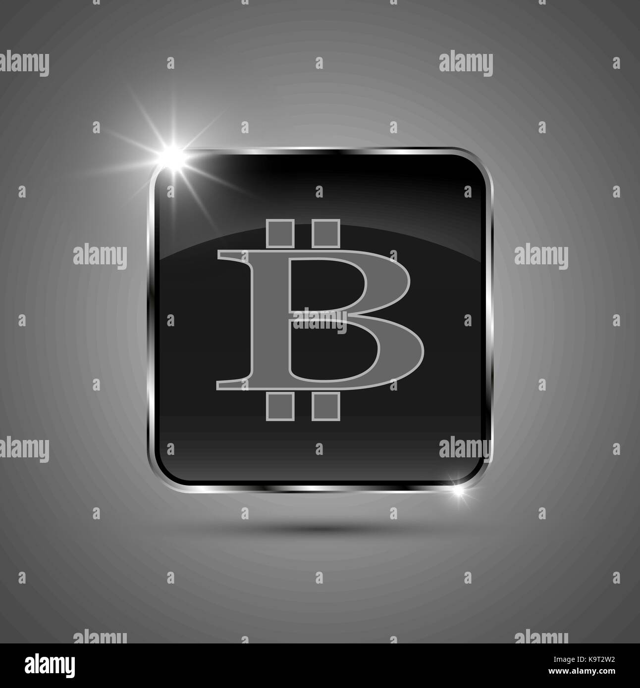 The vector black button in a metal frame with bitcoin symbol Stock ...