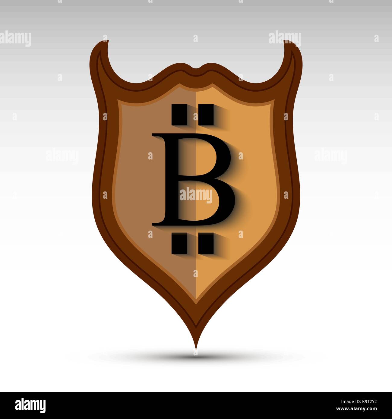 The vector shield with bit coin symbol.Flat design Stock Vector Image ...