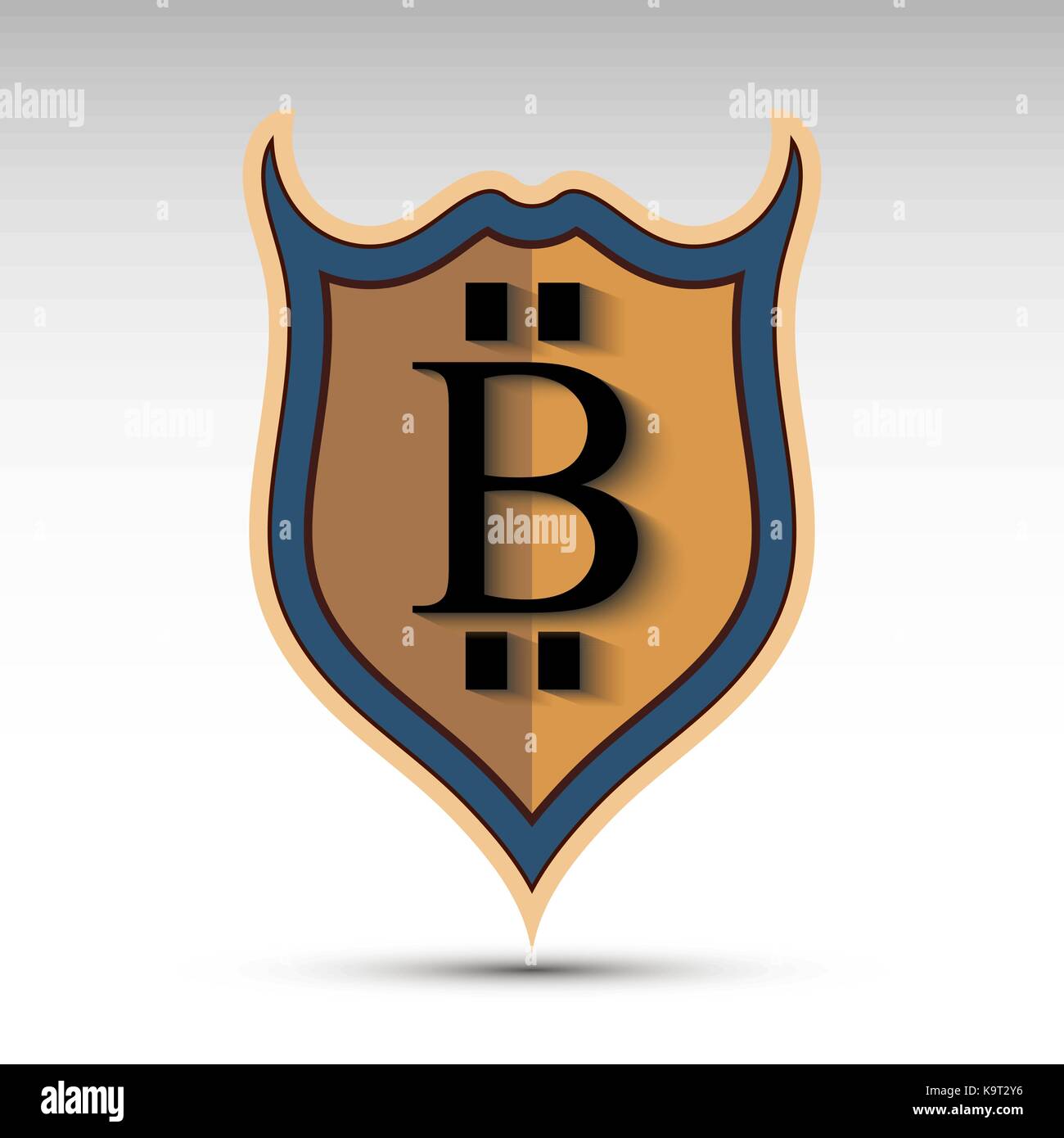 The vector shield with bit coin symbol.Flat design Stock Vector Image ...