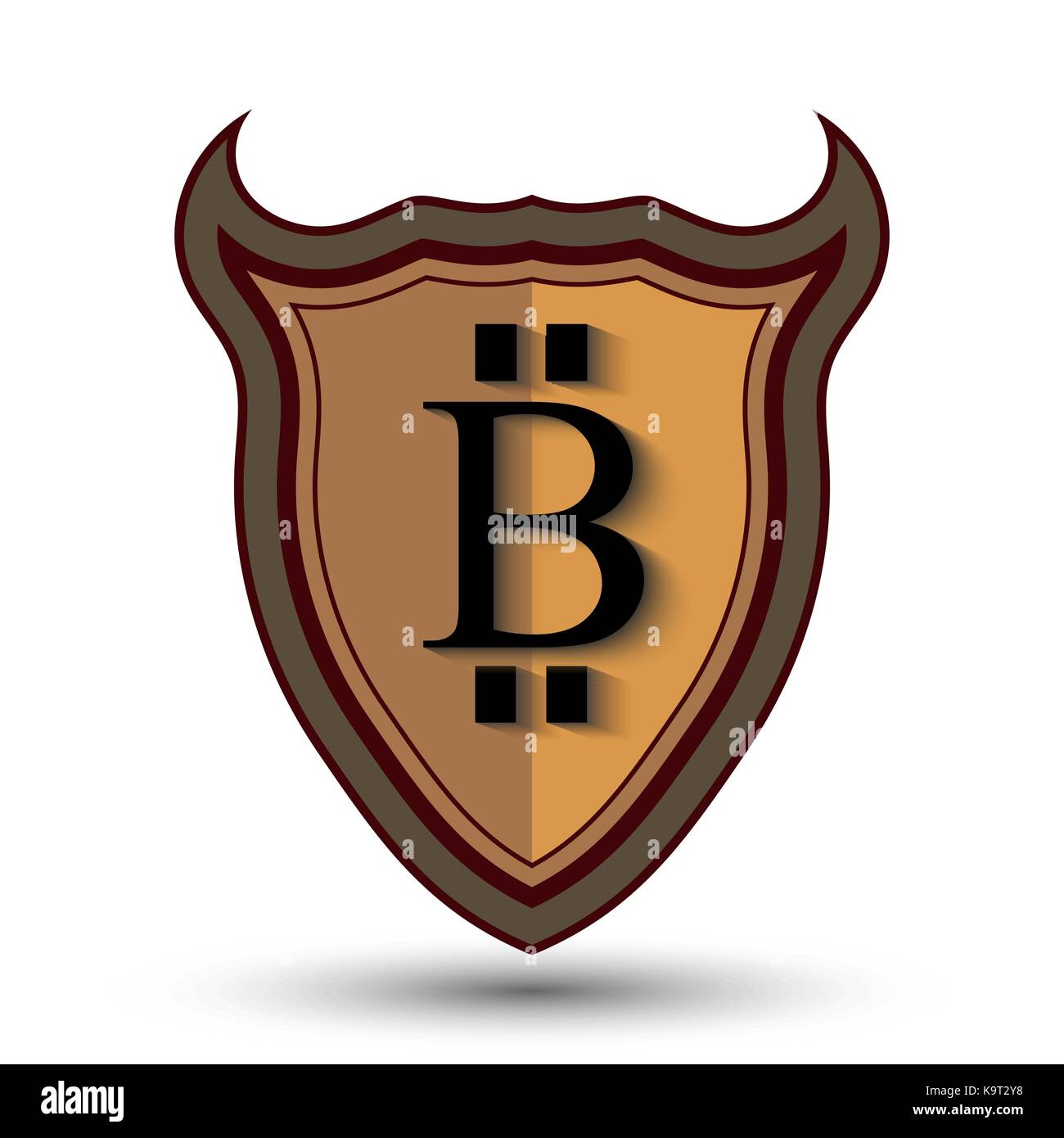The vector shield with bit coin symbol.Flat design Stock Vector Image ...