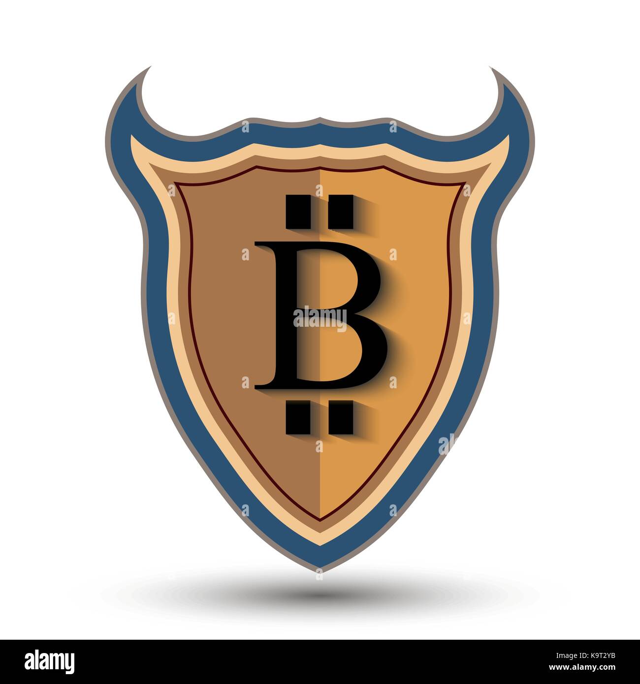 The vector shield with bit coin symbol.Flat design Stock Vector Image ...