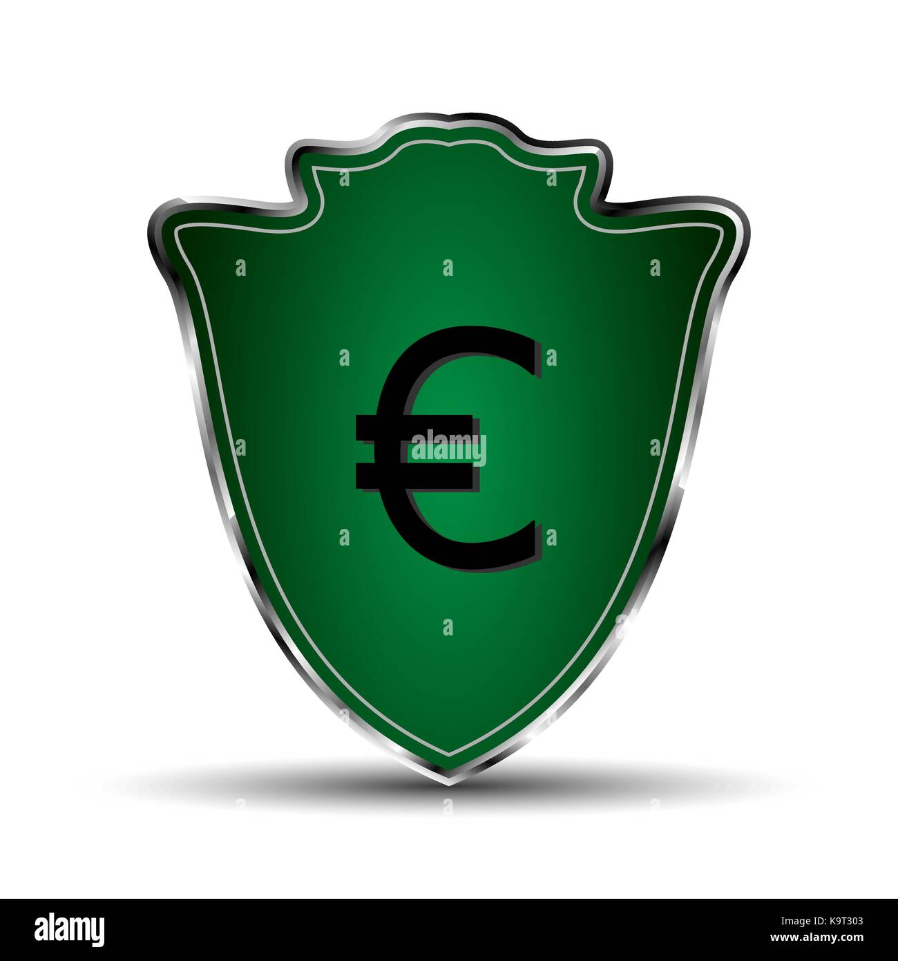 The vector green shield in a metal frame with euro symbol Stock Vector ...