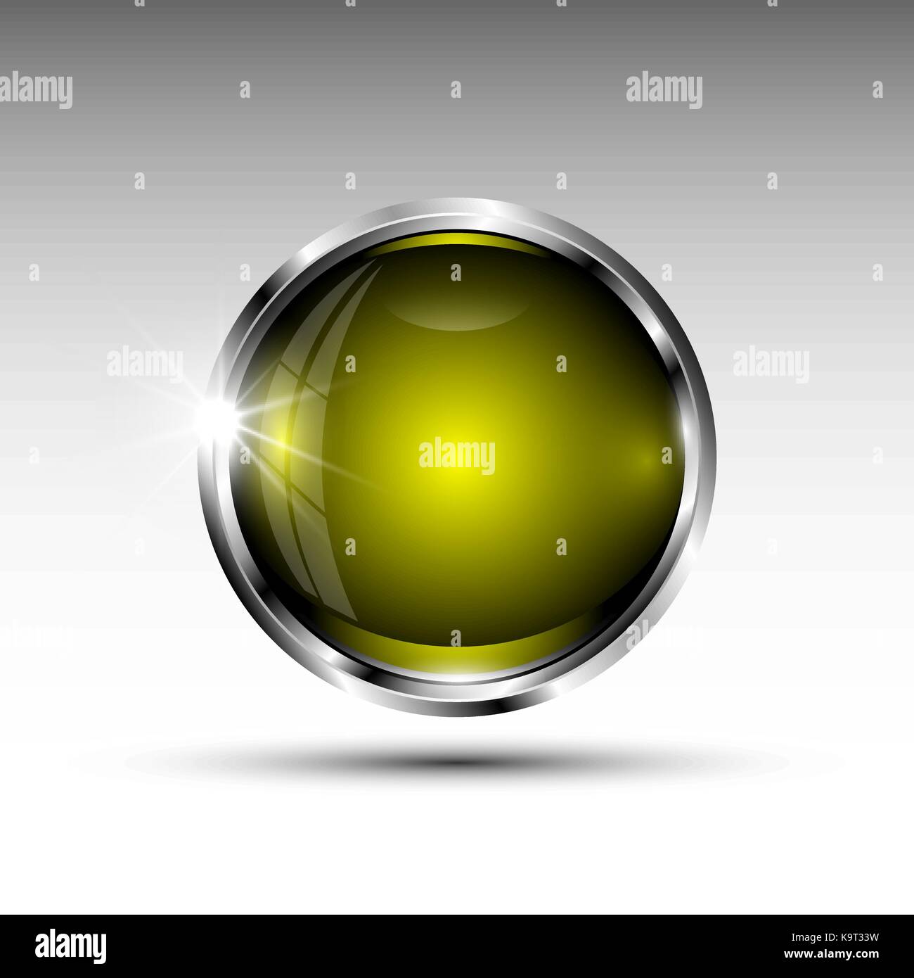 The vector isolated round button in a metal frame Stock Vector Image ...