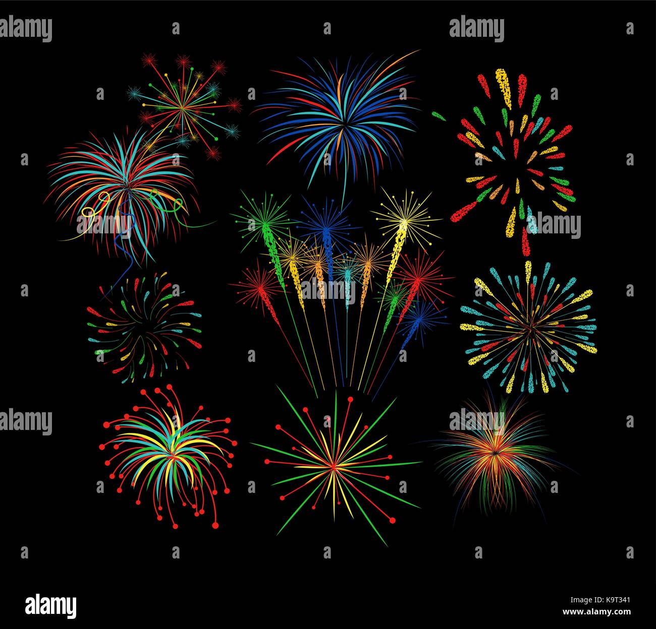 Colorful Fireworks set Stock Vector Image & Art - Alamy
