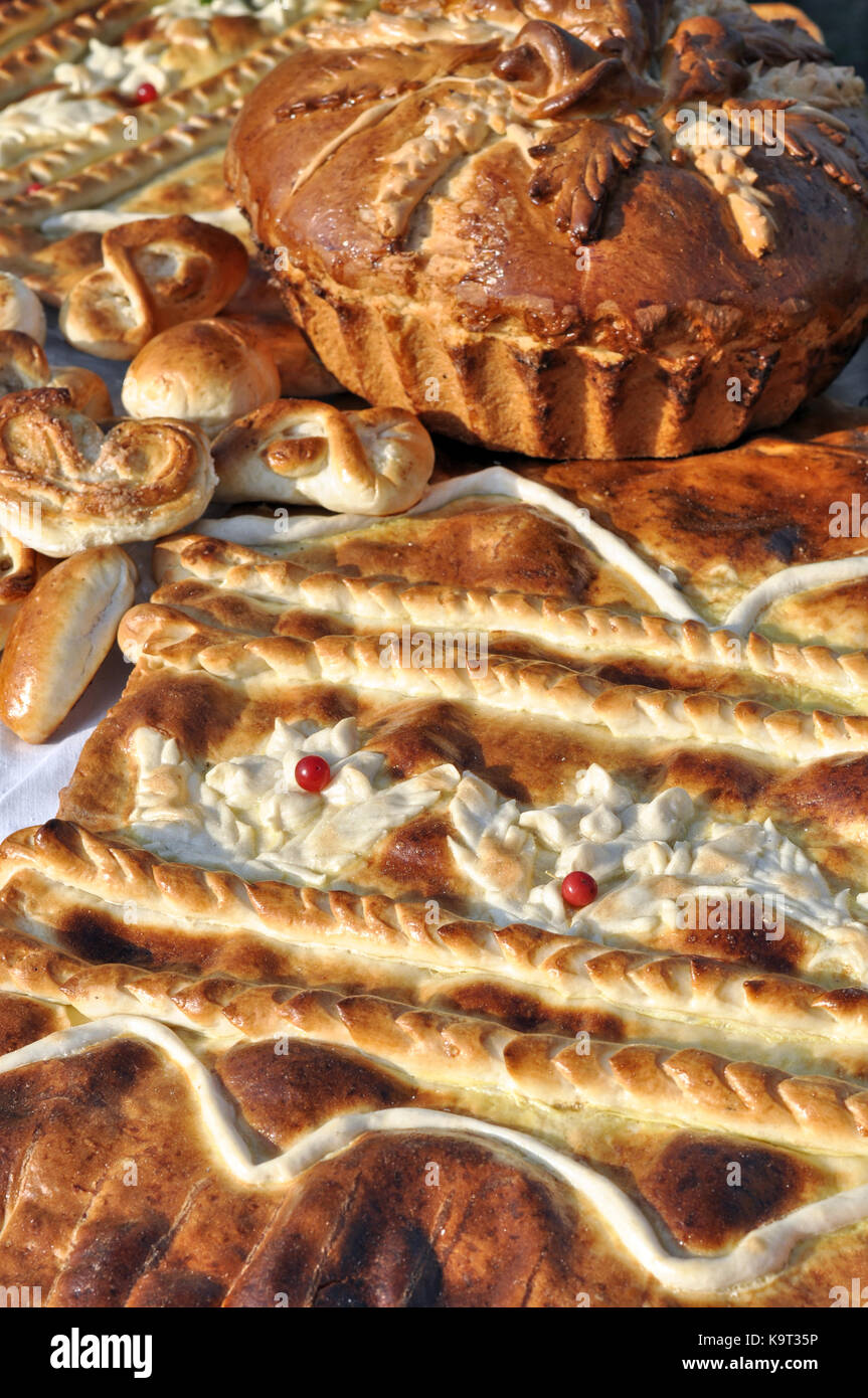 close-up of traditional ukrainian festive bread , vertical composition ...