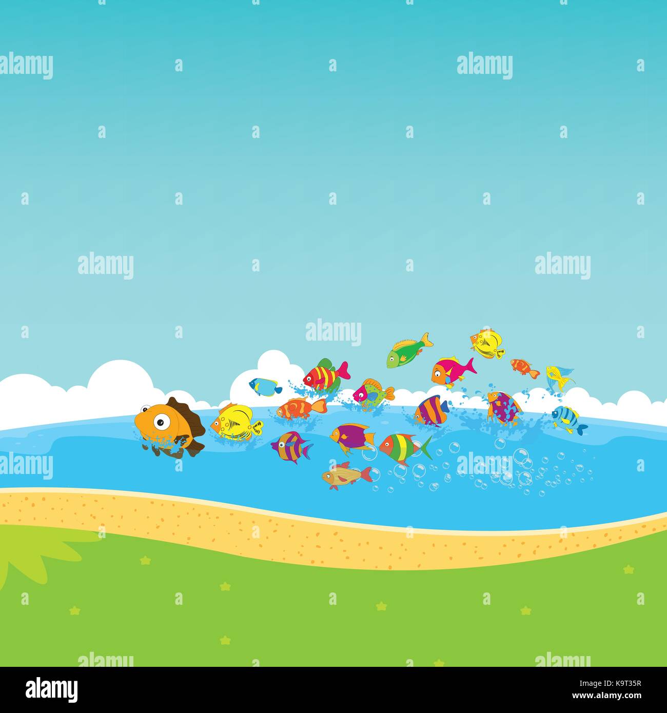 Family of funny fish under the sea Stock Vector Image & Art - Alamy