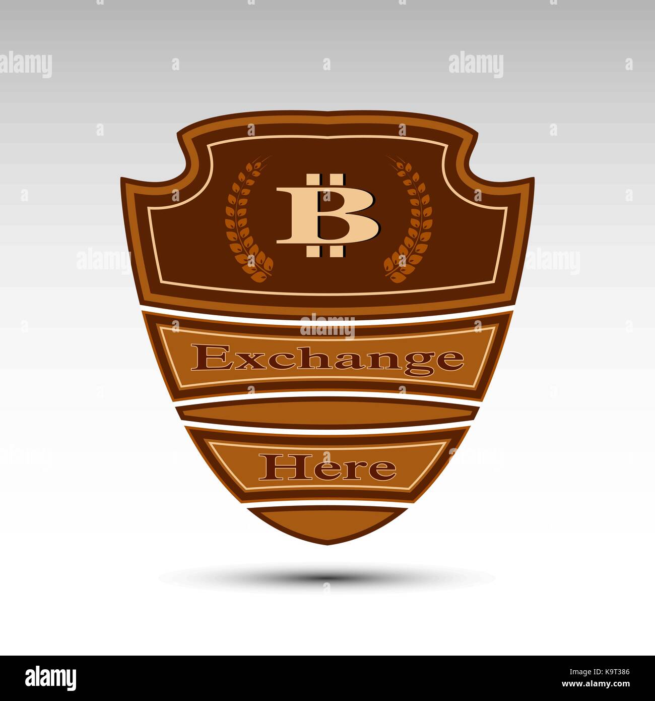 The vector flat shield with bit coin symbol.Exchange here Stock Vector ...