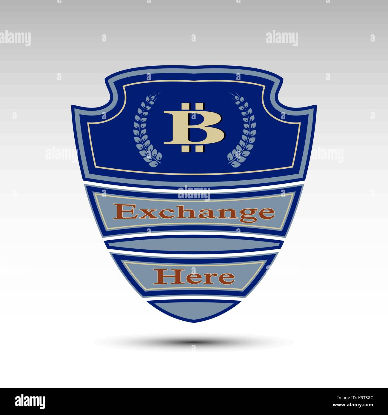 The vector flat shield with bit coin symbol.Exchange here Stock Vector ...