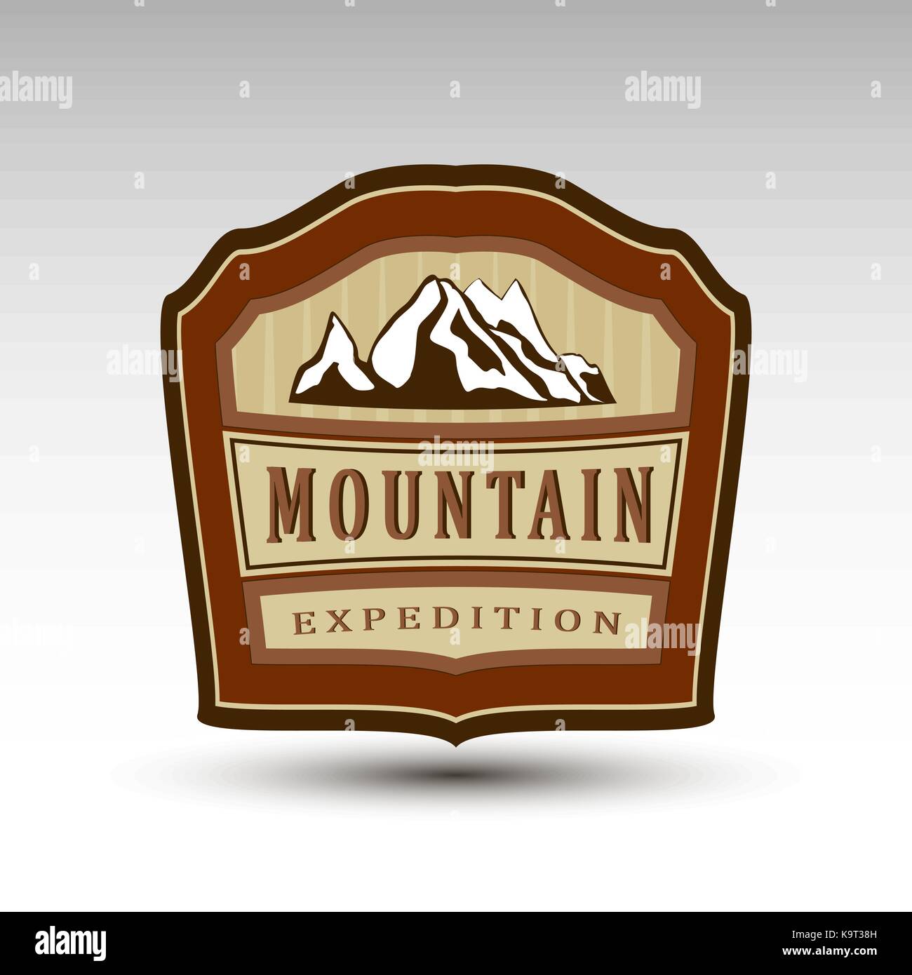 Vector illustration of mountain expedition text placed on the symbol ...
