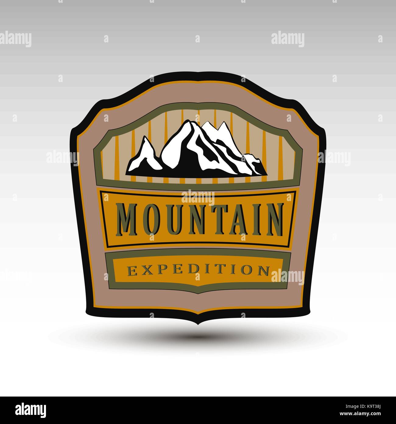 Vector illustration of mountain expedition text placed on the symbol ...