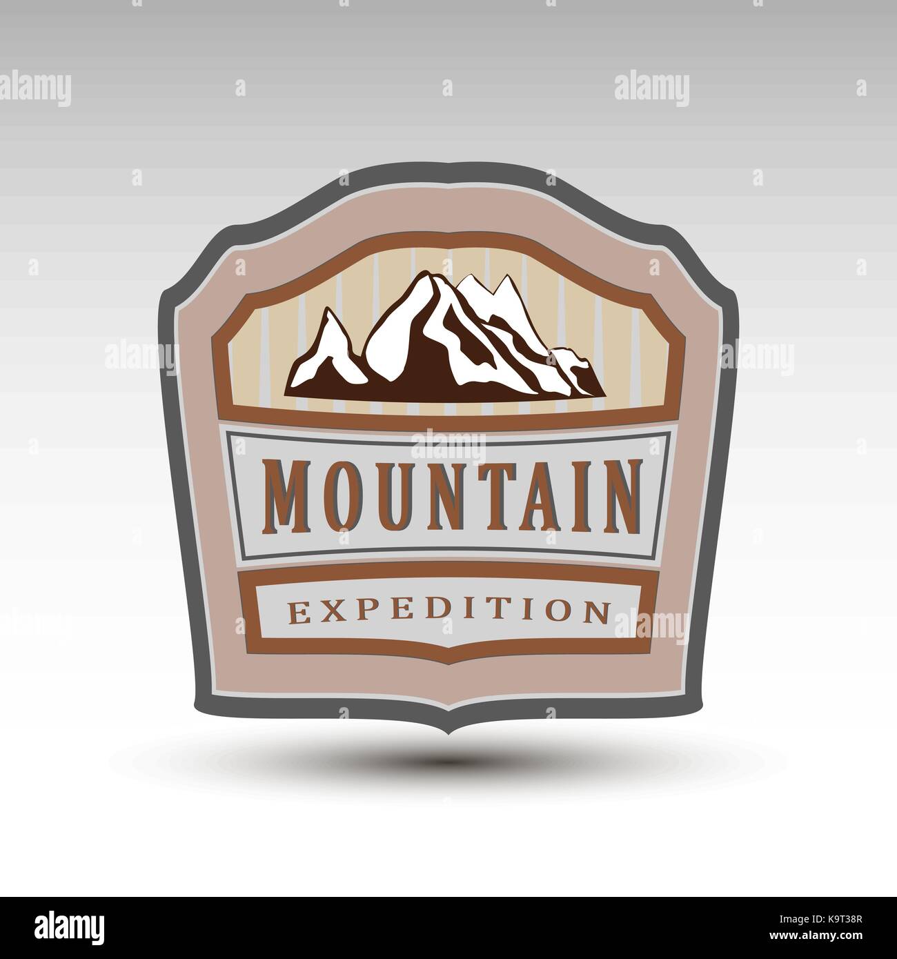 Vector illustration of mountain expedition text placed on the symbol ...