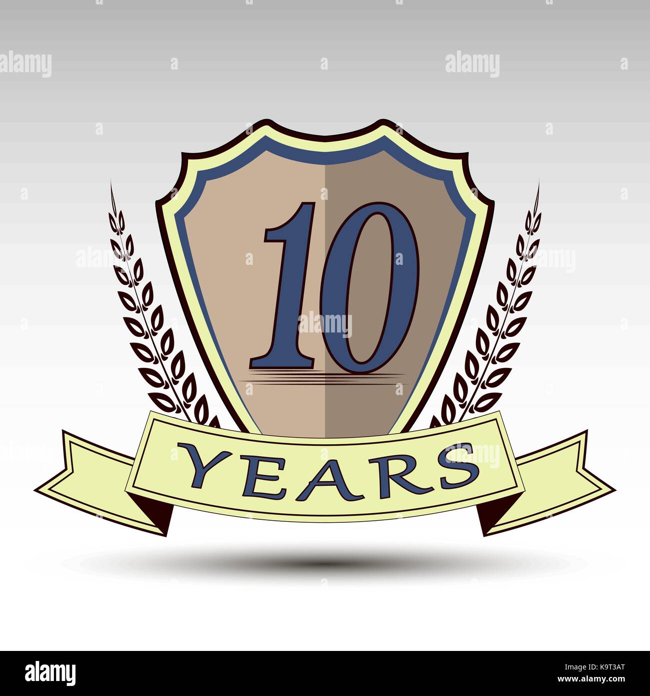 The vector shield with ribbon.Ten years.Flat design Stock Vector Image ...