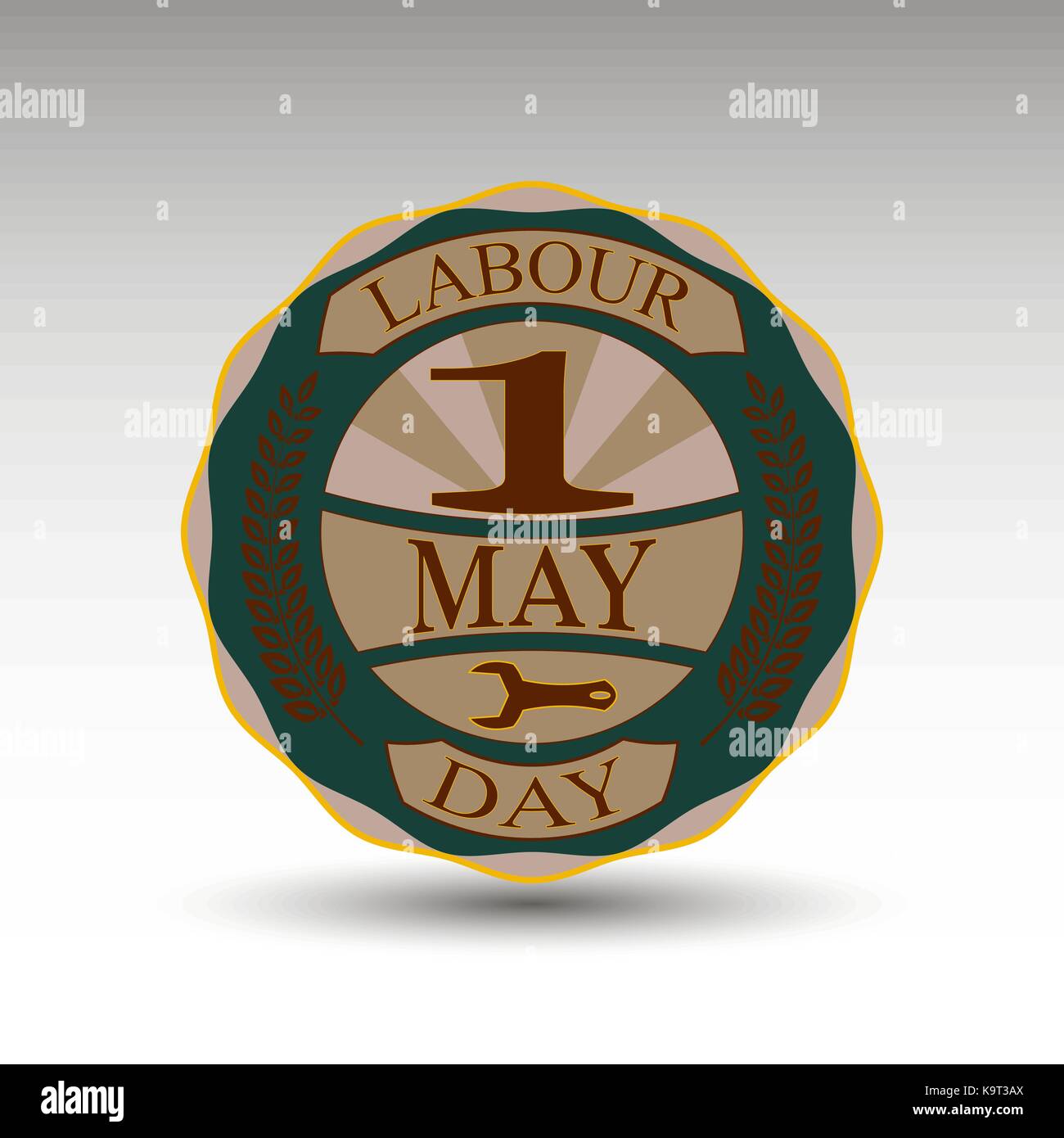 The vector green badge for labour day.Flat design Stock Vector Image ...
