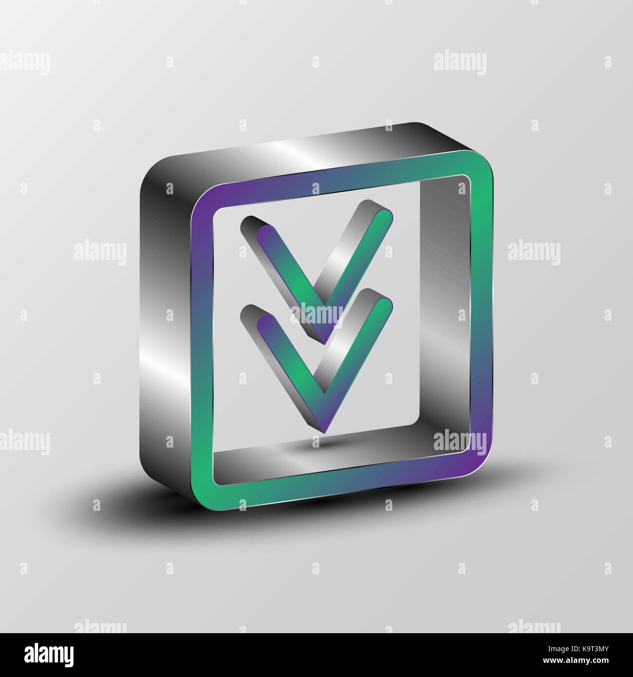 3d illustration of a download symbol in on metal box Stock Vector Image ...