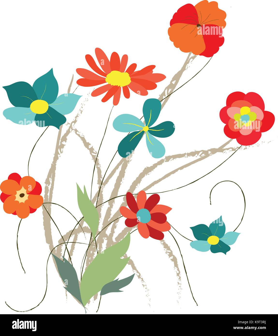 background with flowers in retro style Stock Vector Image & Art - Alamy