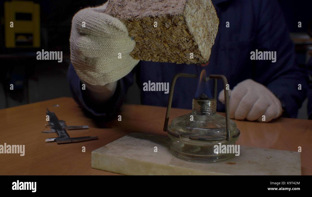 Chemical experiment with fire. experiment to determine the composition ...